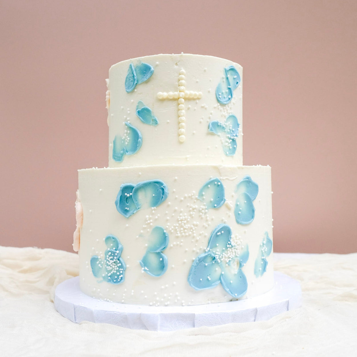 Blue Flower Baptism Cake – Padoca Bakery